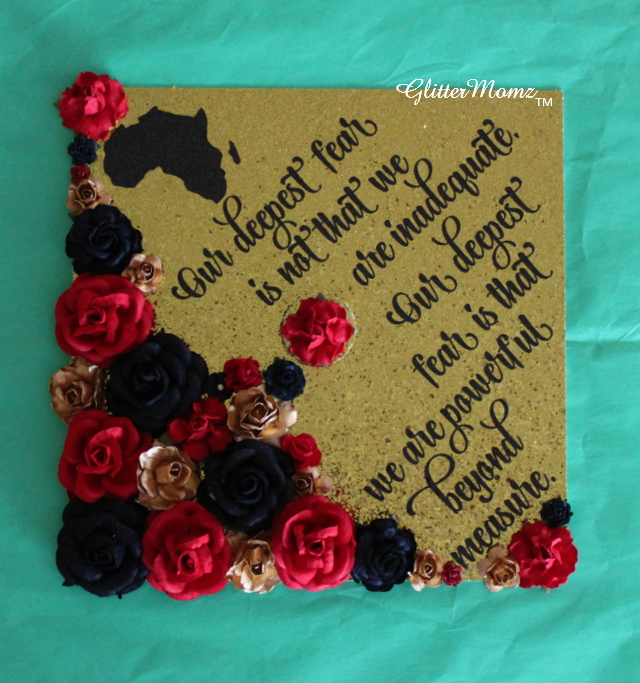 Africa Graduation Cap Topper Decoration with glitter and flowers ...