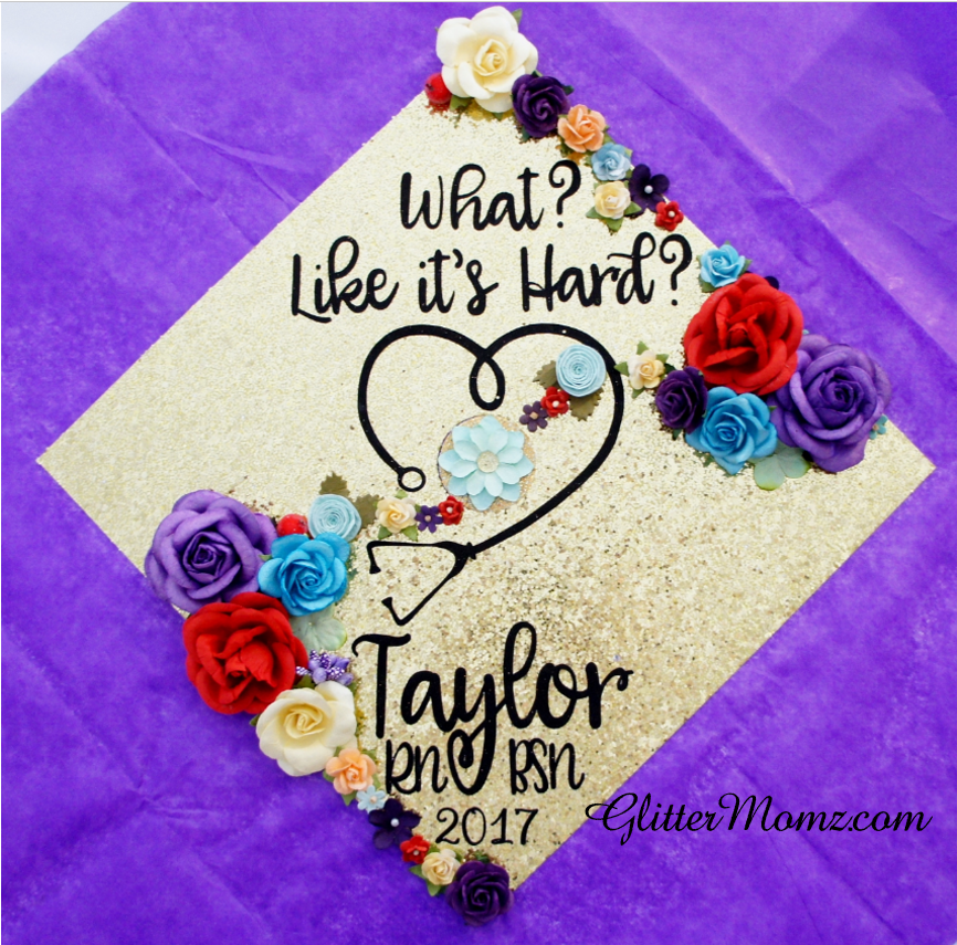 Graduation Flower Crown and Cap Topper What? Like It's Hard? – GlitterMomz